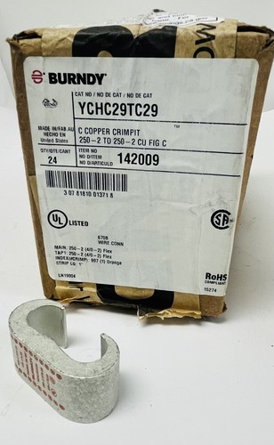 BURNDY CAT. NO. YCHC29TC29 COMPRESSION C-COPPER CRIMPIT 250-2 TO 250-2 ...