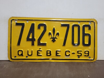 1959 Quebec License Plate Tag Original. | eBay