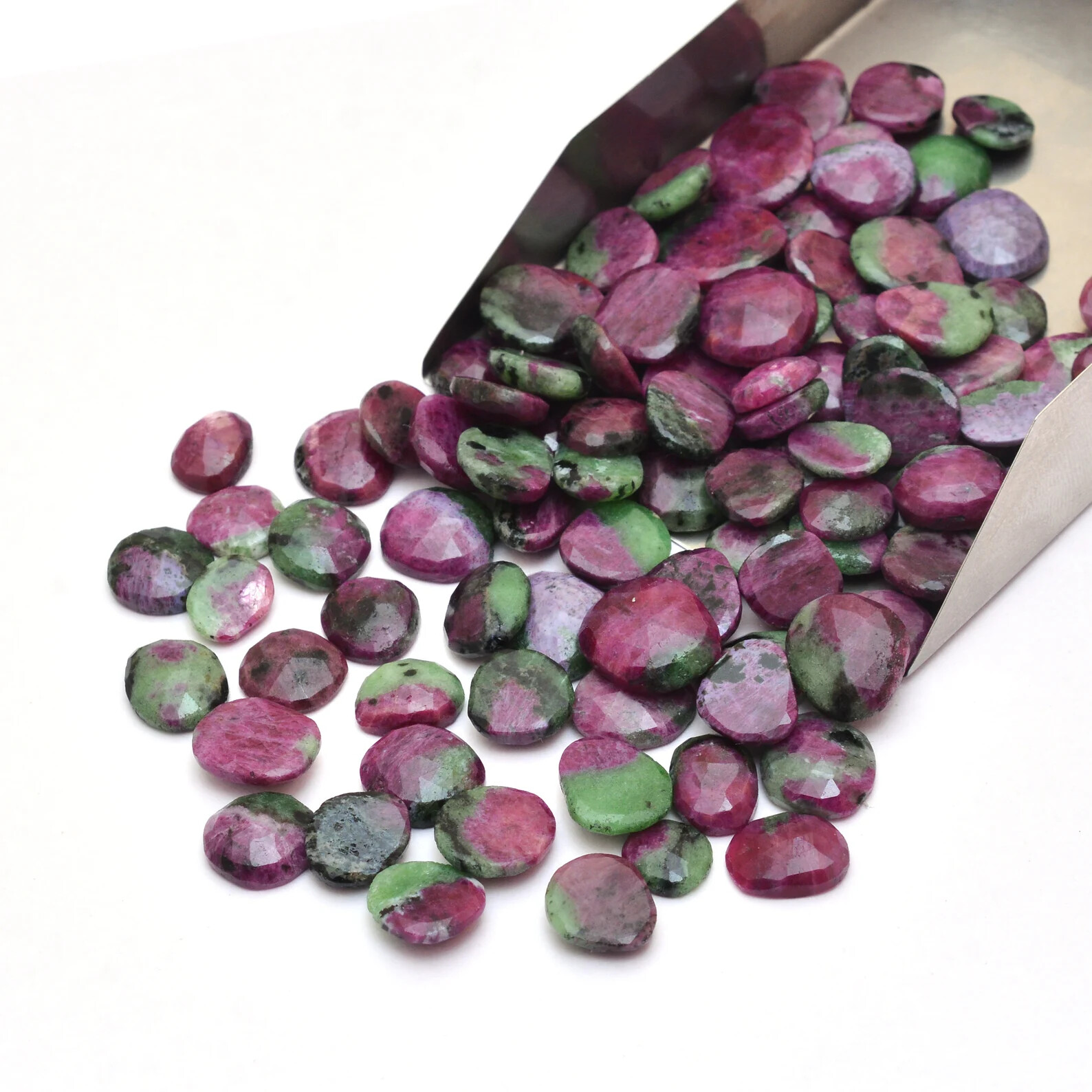 AAA+ Natural Ruby Zoisite Loose Faceted Rose Cut 9mm-12mm Flat Back ...