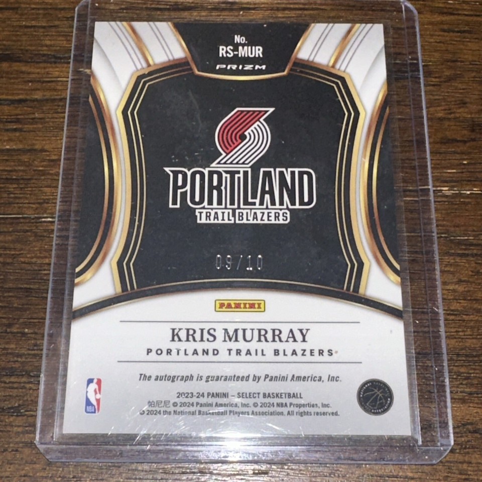 2023-24 Panini Select Kris Murray Gold Prizm Auto /10 SSP #RS-MUR ...