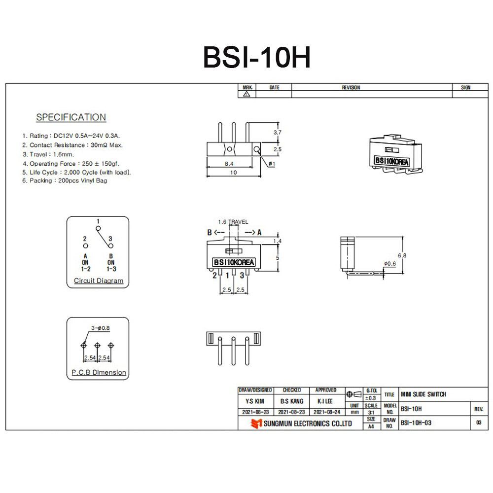 DC12V 0.3A 2 Position 3 Pin Toggle Switch Slide Switch BSI-10/BSI-10H ...