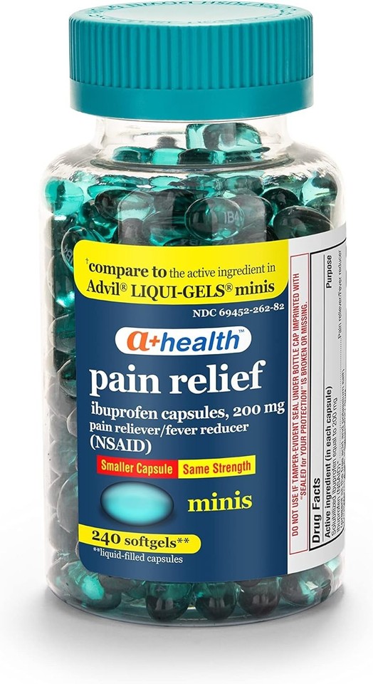 Mini Ibuprofen 200 Mg Softgels, Pain Reliever/Fever Reducer NSAID, 240 ...