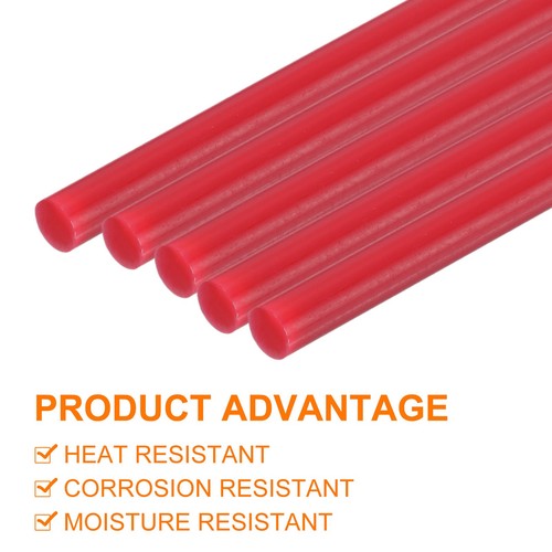 5 Pcs Red Plastic Rods 51 x 304mm ABS Round Stick Solid Bar DIY Model ...