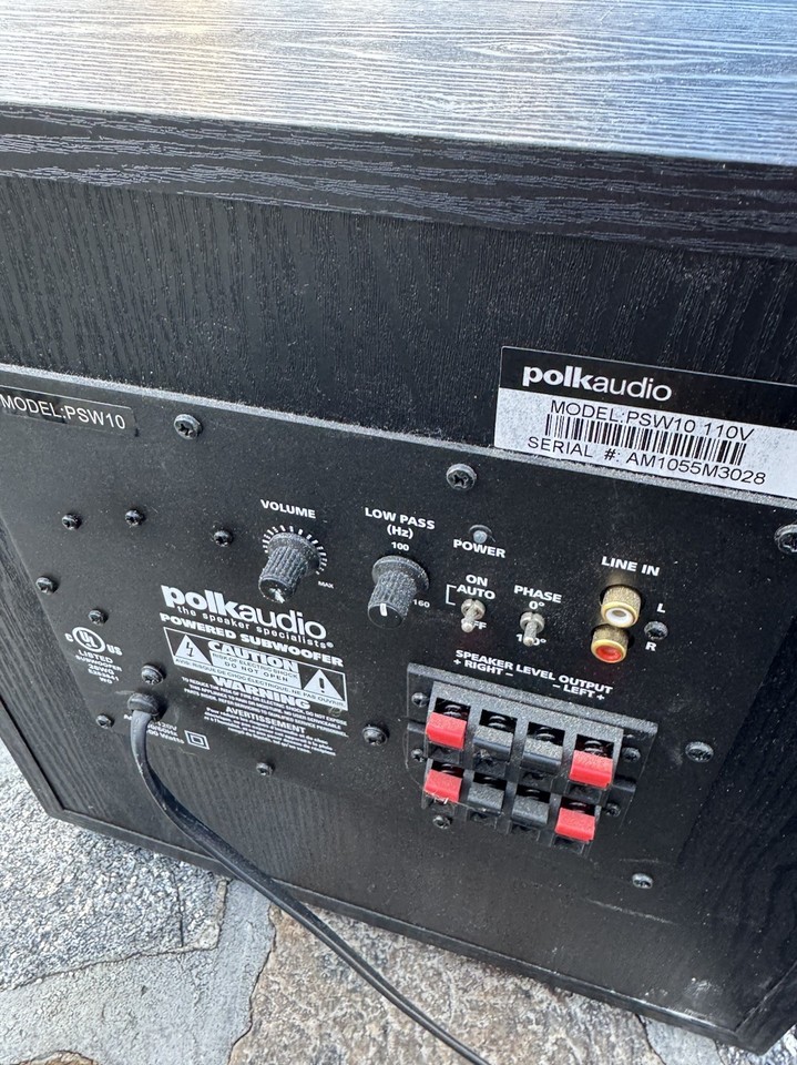 Polk Audio PSW10 10'' Powered Subwoofer 100 Watts 110 Volt Black ...