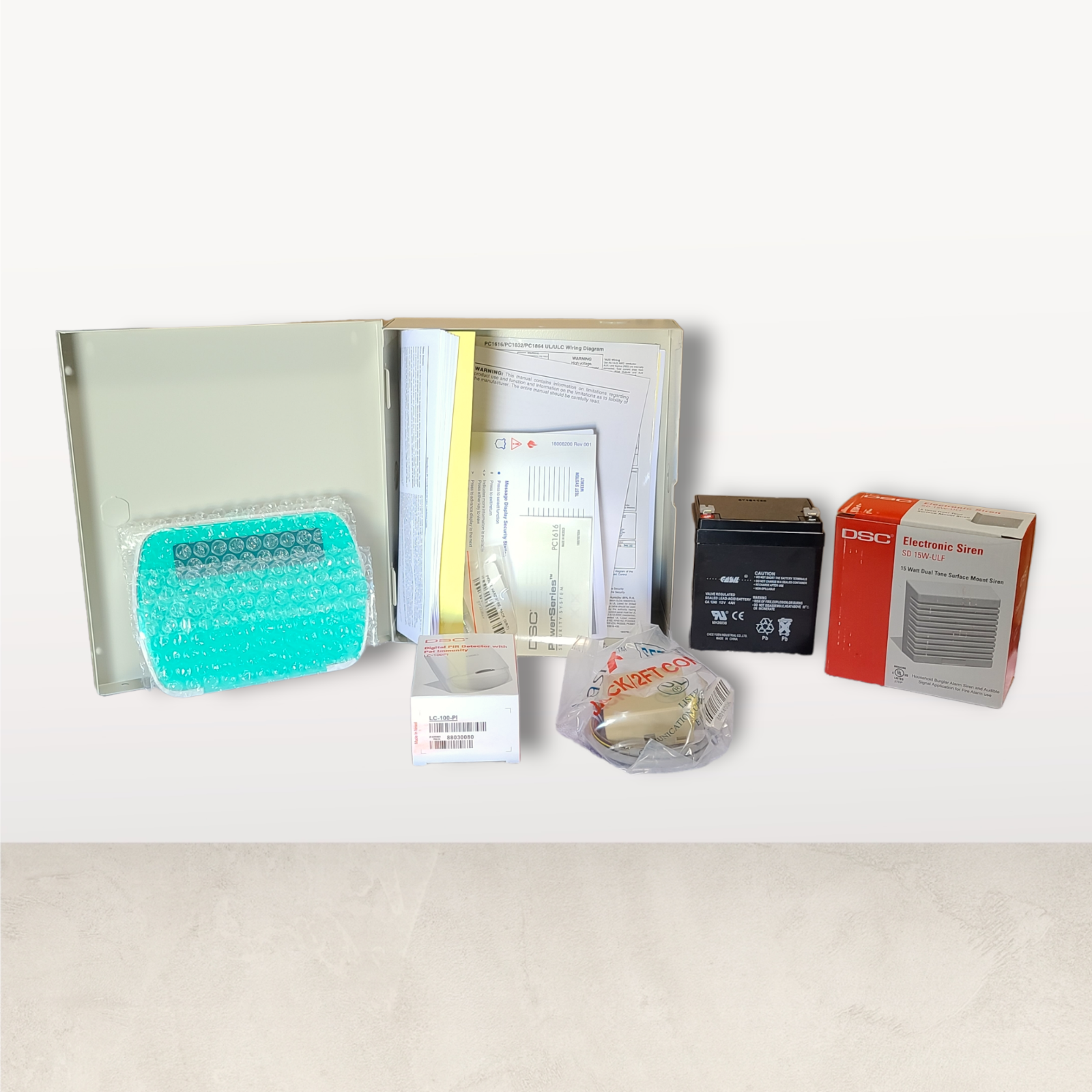 DSC KIT16-101SCP01NT With PC1616, PK5501 Keypad, Motion, Siren, Battery ...