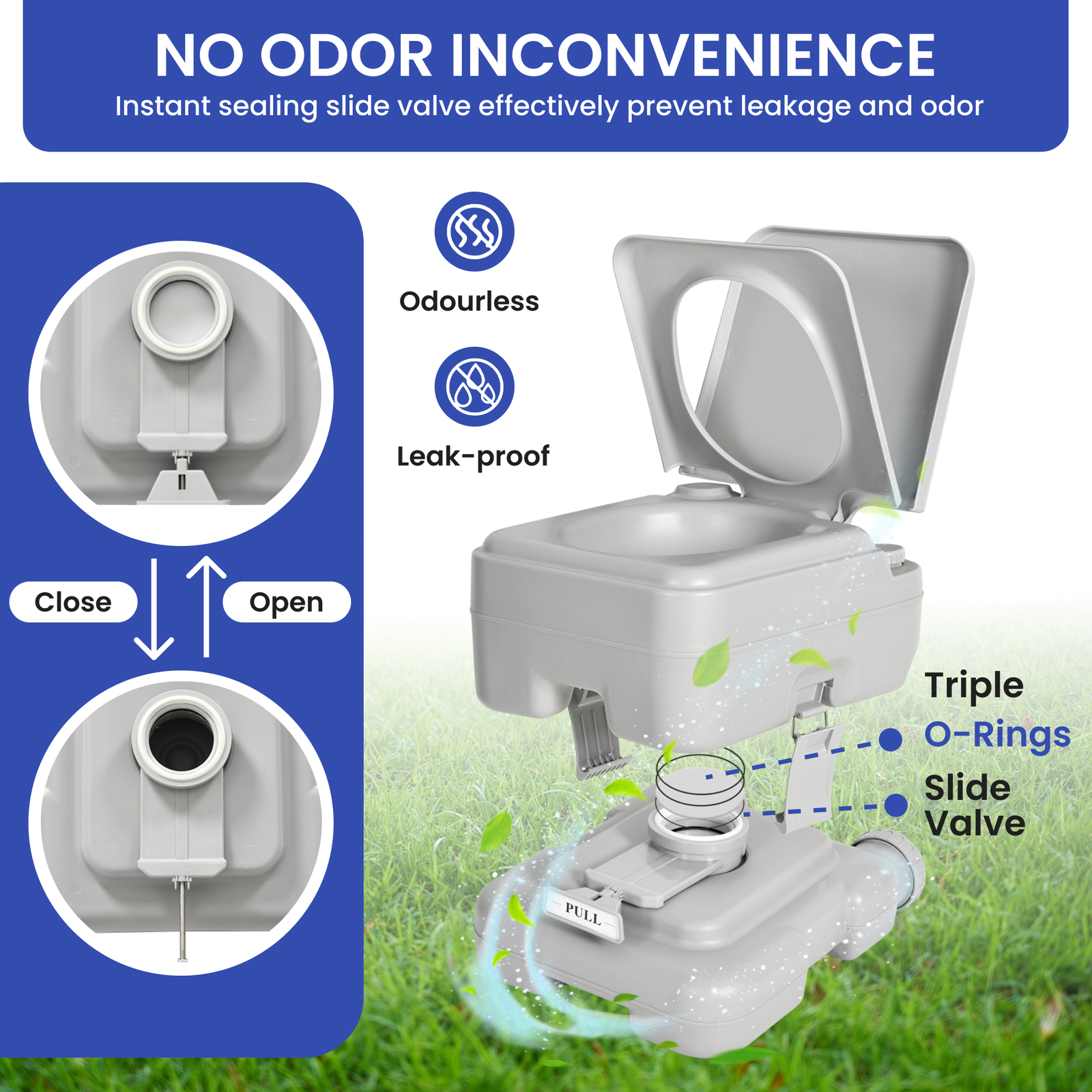 3.17 Gallon Portable Toilet 12L Flush Pump Commode Porta Potty RV ...