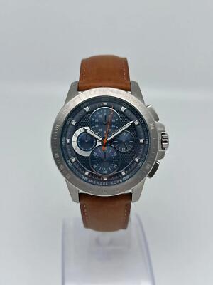 Michael Kors Ryker Steel 43mm Chronograph Blue Dial Men Quartz Watch ...