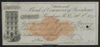 CHECK RN-C1 Providence, Rhode Island. National Bank of Commerce of ...