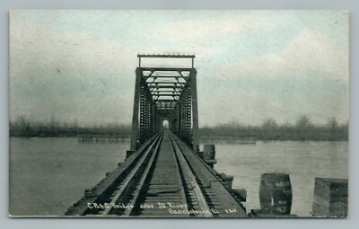 CBQ Railroad Bridge BEARDSTOWN Illinois River—Rare Antique Train Tracks ...