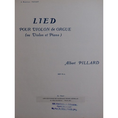 PILLARD Albert Lied Violon Orgue ou Piano | eBay