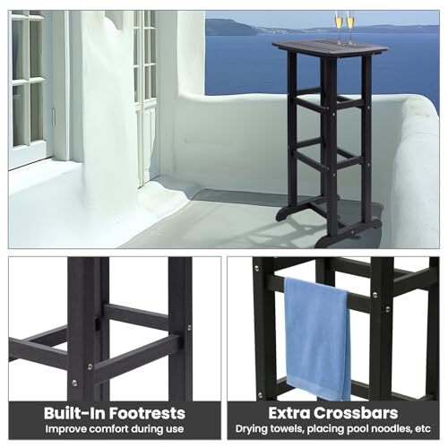 Square Outdoor Bar Table 45’’H, HDPE Waterproof Weather Resistant Bar ...