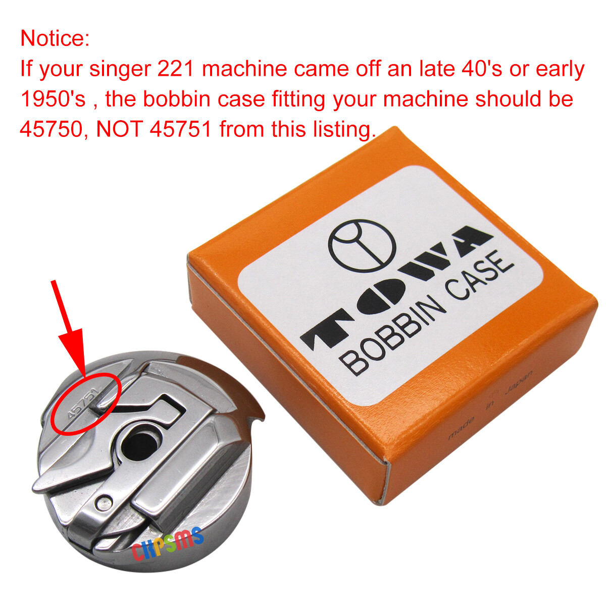 TOWA BRAND BOBBIN CASE/ BOBBINS FOR SINGER Featherweight 221,222,222 ...