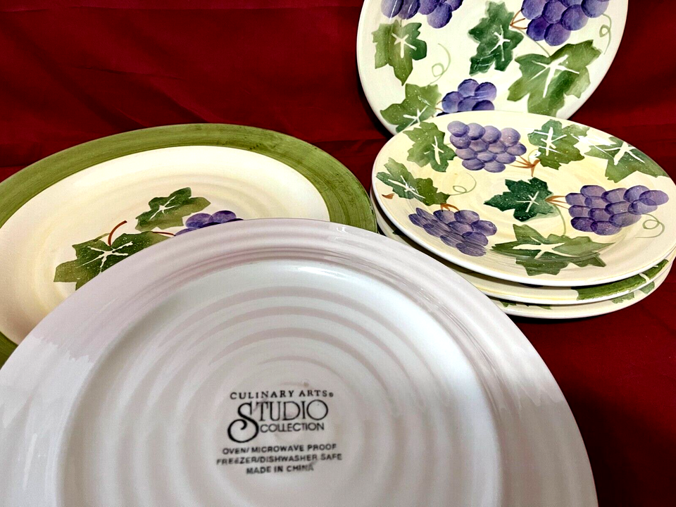 Culinary Arts Studio Collection Set Of 4 Each Grapes Dinner & Salad ...