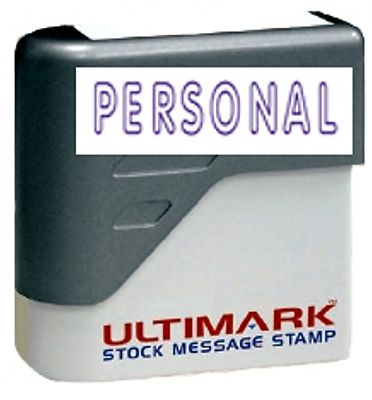 PERSONAL stamp text on Ultimark Pre-inked Message Stamp with Blue Ink ...