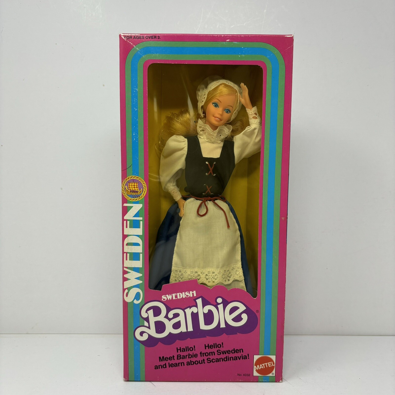 Mattel Swedish Barbie Doll 1982 Dolls of the World Sweden Viking NIB!