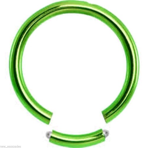 Segment Captive Lip Ring 14 Gauge 3/8" Titanium Green IP * | eBay