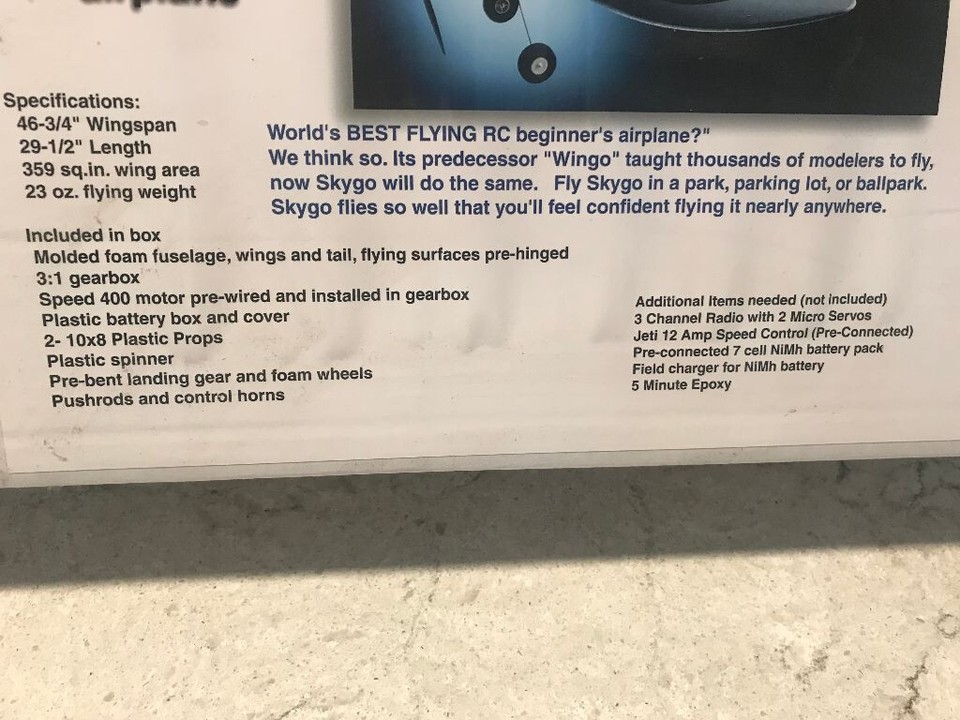 Hobby Lobby Sky Go RC Airplane ARF Kit With Motor. WW-I Monoplane ...