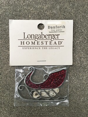 NEW in bag Longaberger Danforth Pewter Red Sleigh Tie-on | eBay