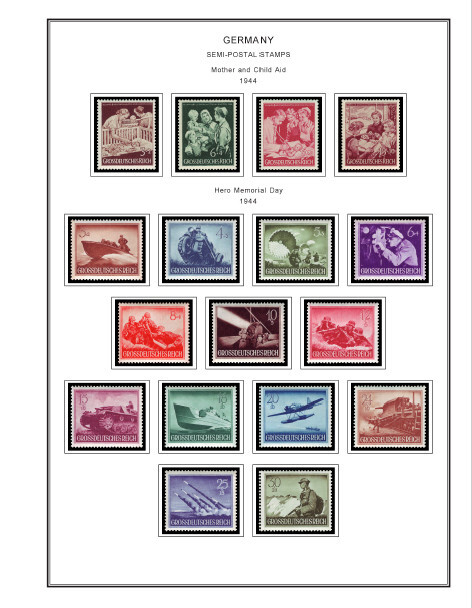 COLOR PRINTED GERMANY III REICH 1933-1945 STAMP ALBUM PAGES (43 illustr ...