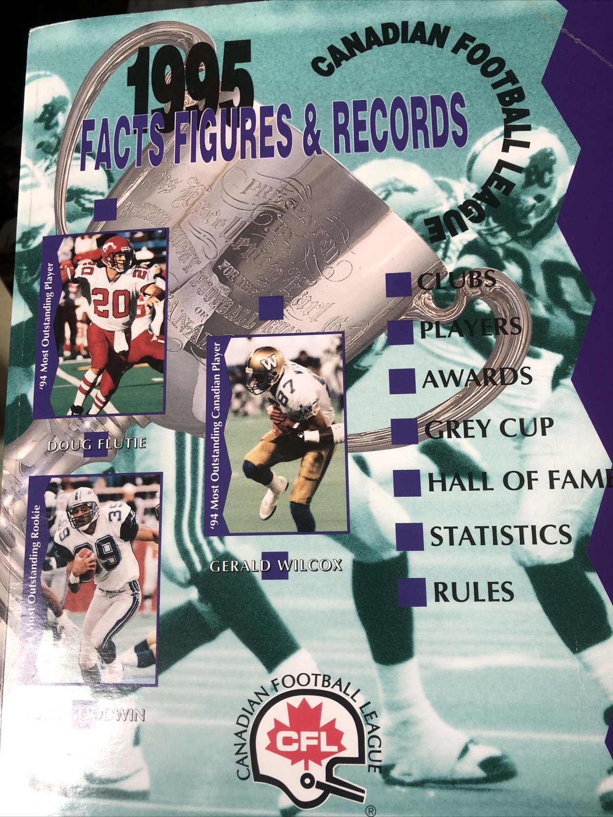 Canadian Football League Facts Figures Records CFL 1995 (1994 STATS ...