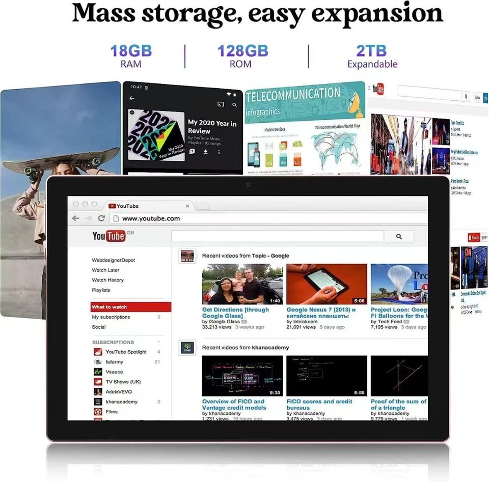 Android 15 Tablet 10 Inch, 18GB RAM+128GB ROM/2TB Expandable, 2 in 1 ...
