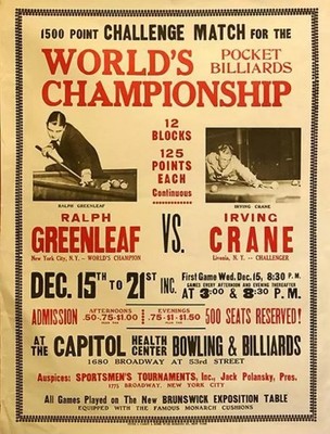 IRVING CRANE & RALPH GREENLEAF 8X10 PHOTO BILLIARDS POOL PICTURE | eBay