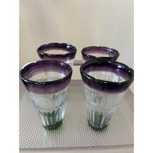 Anthropologie Saintpaulia Highball Tumblers Recycled Blown Glass Purple ...