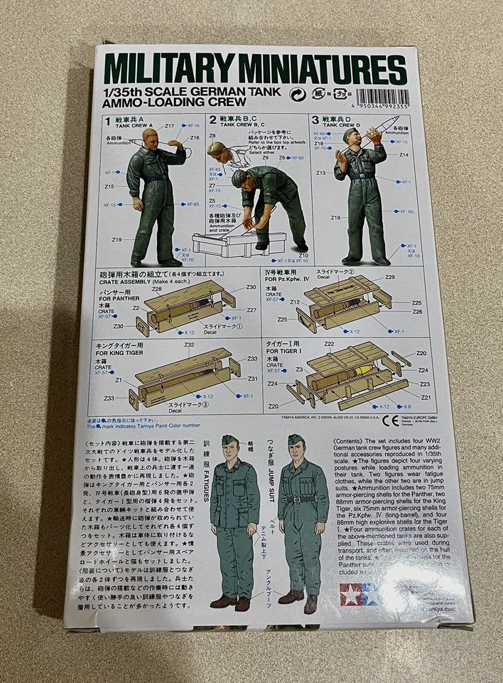 🏁 TAMIYA German Tank Ammo-Loading Crew World War II Military Miniatures ...
