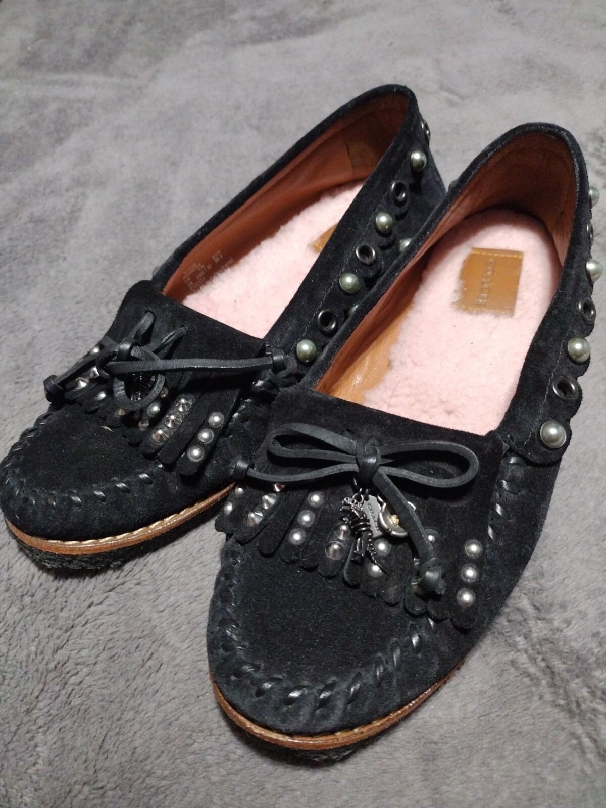 Coach Rexy Roccasin, Mocassin Shoes Black Suede with … - Gem