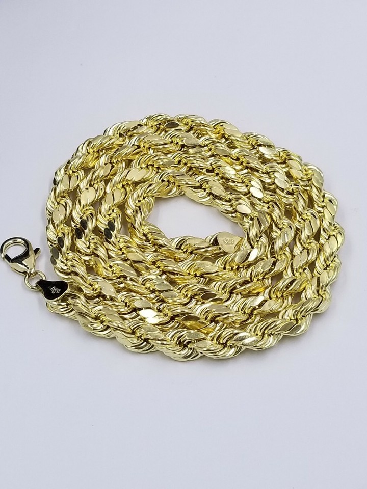 Men 10k Real Yellow Gold Rope Chain 24" Crucifix Cross Charm Diamond ...