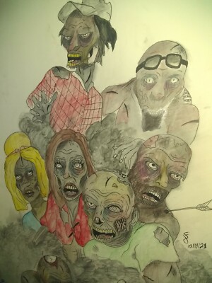 Zombie Apocalypse Drawing Zombie Apocalypse. 3D Render, Digital Art By