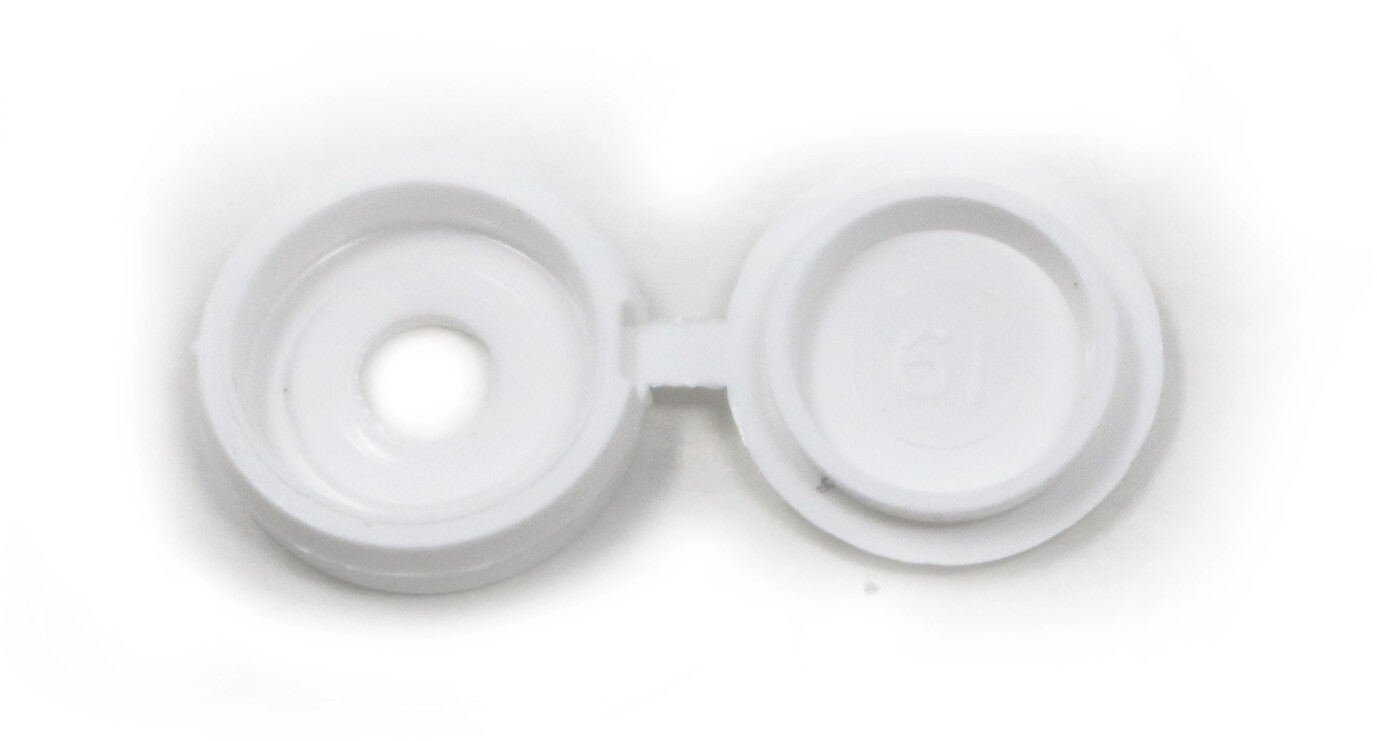20 x fiXte Hinged 1 Piece Screw Cover Cup Caps No. 6 - 8 White Black ...