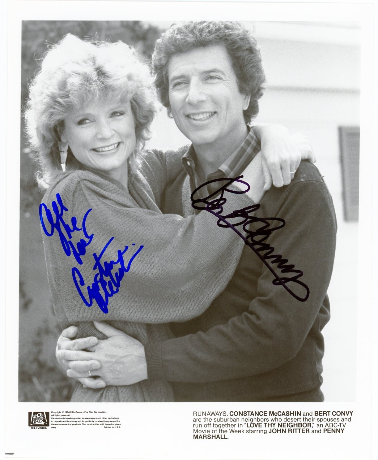 Bert Convy & Constance McCashin-Hand Signed Photograph | eBay