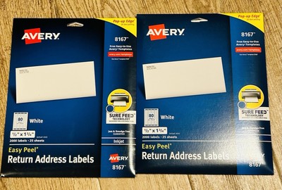 2 Pack AVERY 8167 Return Address Labels 4000 Total .5” X 1.75” | eBay