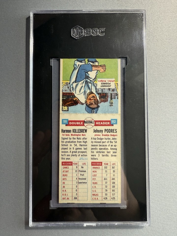 1955 Topps Doubleheaders Harmon Killebrew RC Johnny Podres SGC 3 Shows ...