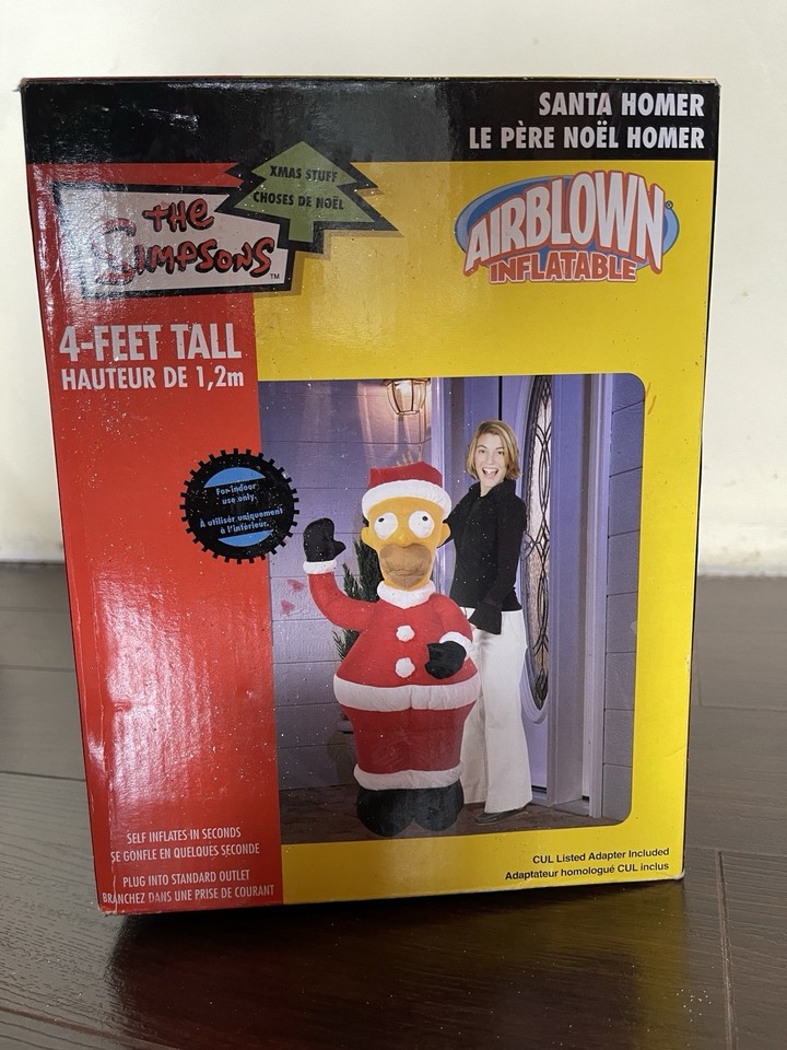 The Simpson s Air blown Inflatable Santa Homer 4ft By Gemmy 2004 Clean ...