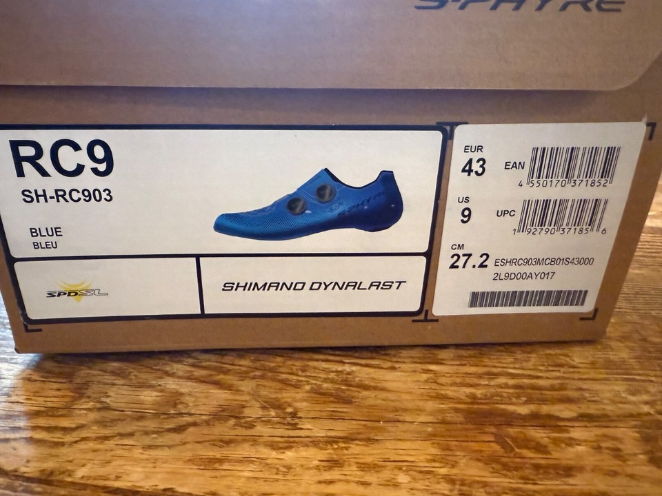 SHIMANO SH-RC903 S-PHYRE CYCLING ROAD SHOE RC9 BLUE || Size 43 EUR / 9 ...