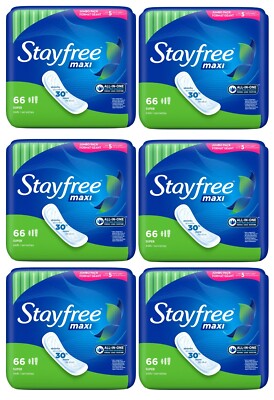 Stayfree Maxi Super Pads Wingless Unscented - 396 Ct (6 Packs of 66 ...