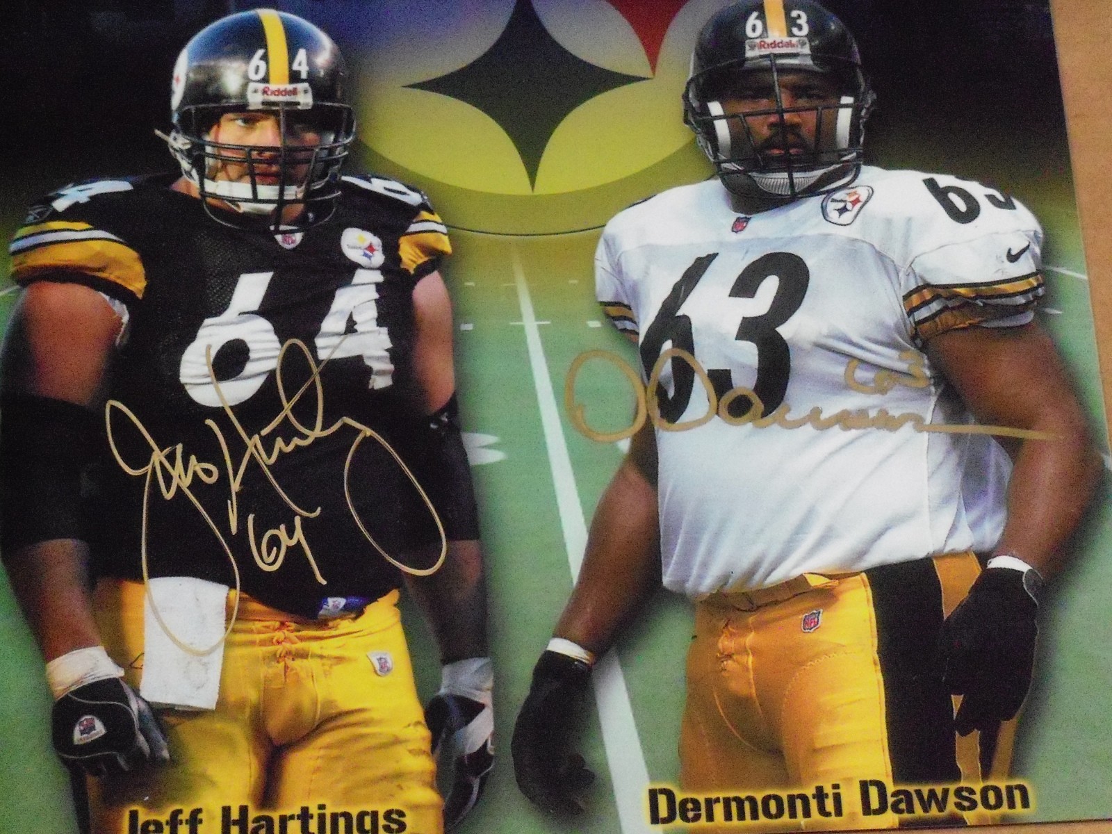 Dermonti Dawson & Jeff Hartings, Pgh Steelers Signed 8 x 10 Photo, 147/ ...