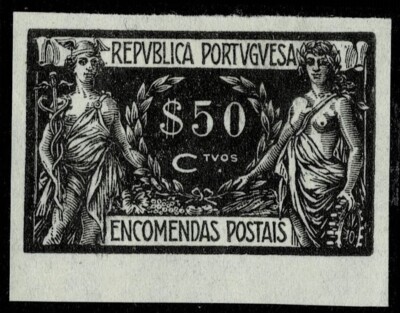 PORTUGAL $50 Encomendas (Parcel Post) IMPERF PROOF Liso Paper [Sct #Q7P ...