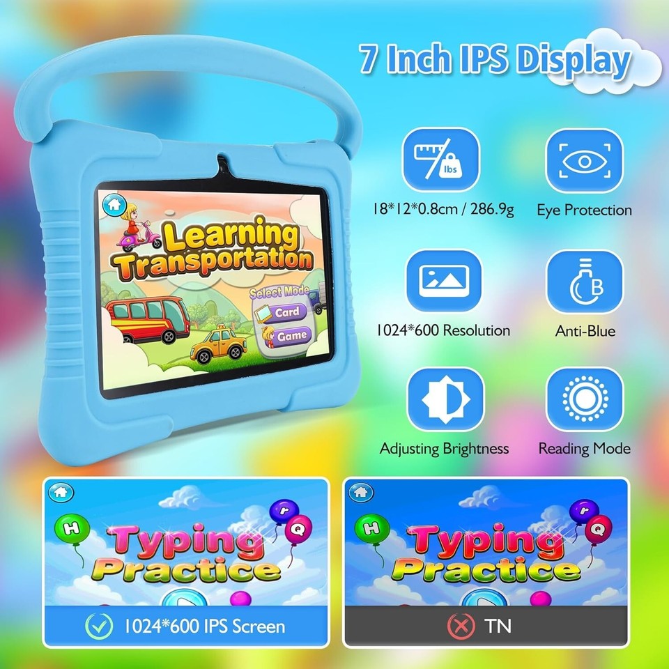 Veidoo Kids Tablet, 7 inch Android Tablet PC, 2GB RAM 32GB ROM, Tablet ...