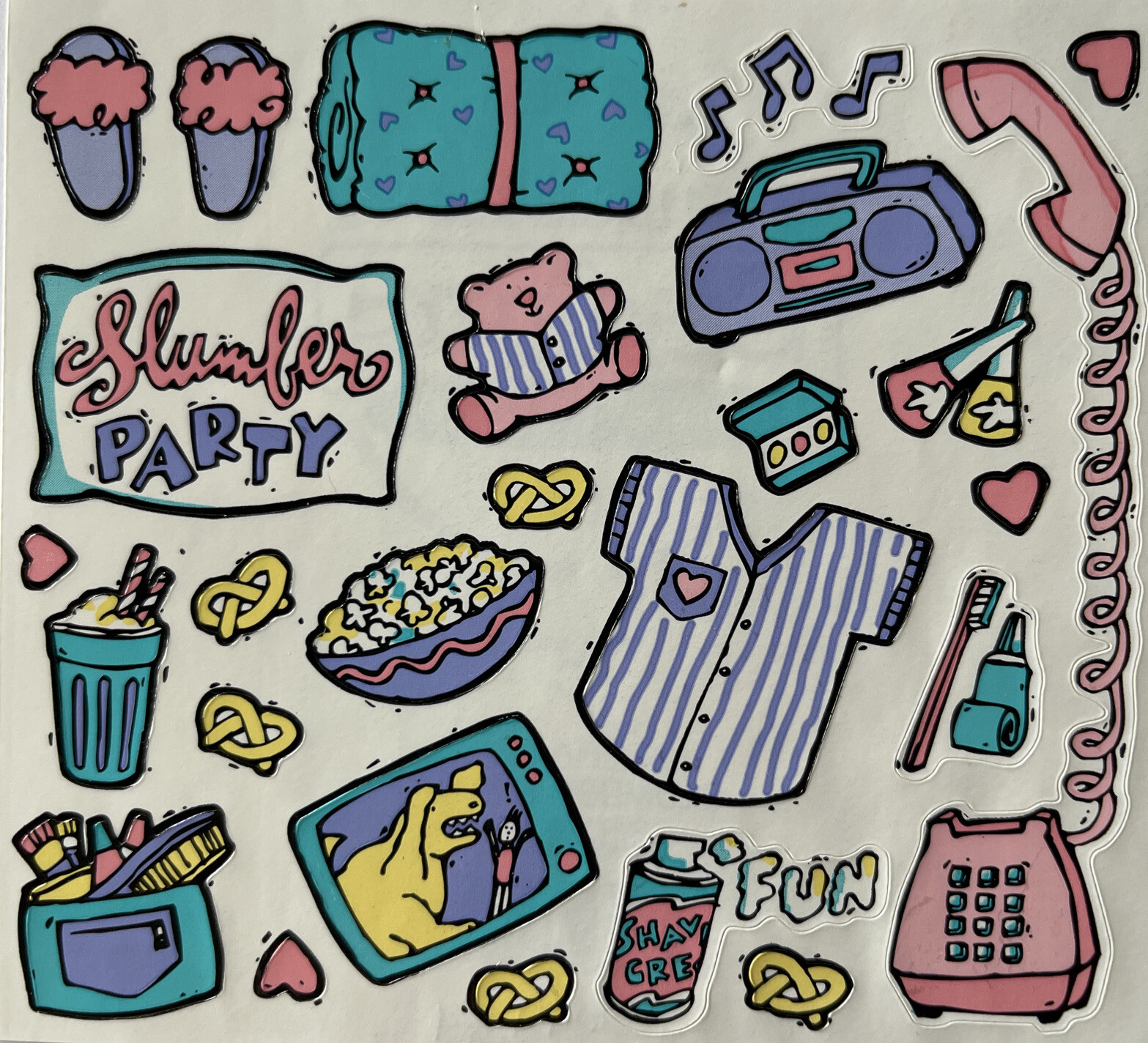 SLUMBER PARTY Stickers(26pc)Frances Meyer•Overnight•Kids•Snack ...