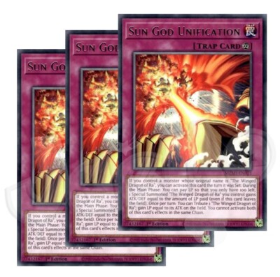 Yugioh - Sun God Unification x 3 - 1st Edition Rare NM - Plus Free Holo ...