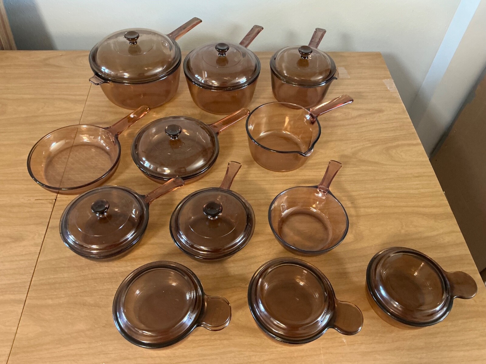 Vintage 22 Piece Lot Corning Ware Visions Pyrex Brown Amber Glass ...