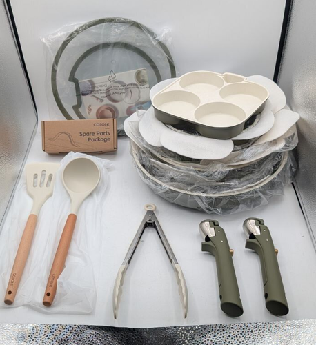 CAROTE 19pcs Pots and Pans Set, Nonstick Cookware Set - Green/Cream | eBay