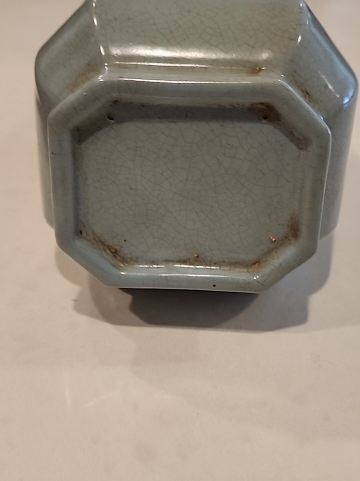 10"China Porcelain Song Dynasty Celadon Ru Porcelain Callagraphy Vase ...