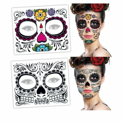 2 Day Of The Dead Dia de los Muertos Face Mask SUGAR SKULL TATTOO ...