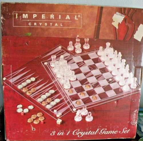Classic Games Chess Checkers Backgammon glass 3 in 1 by Imperial ...