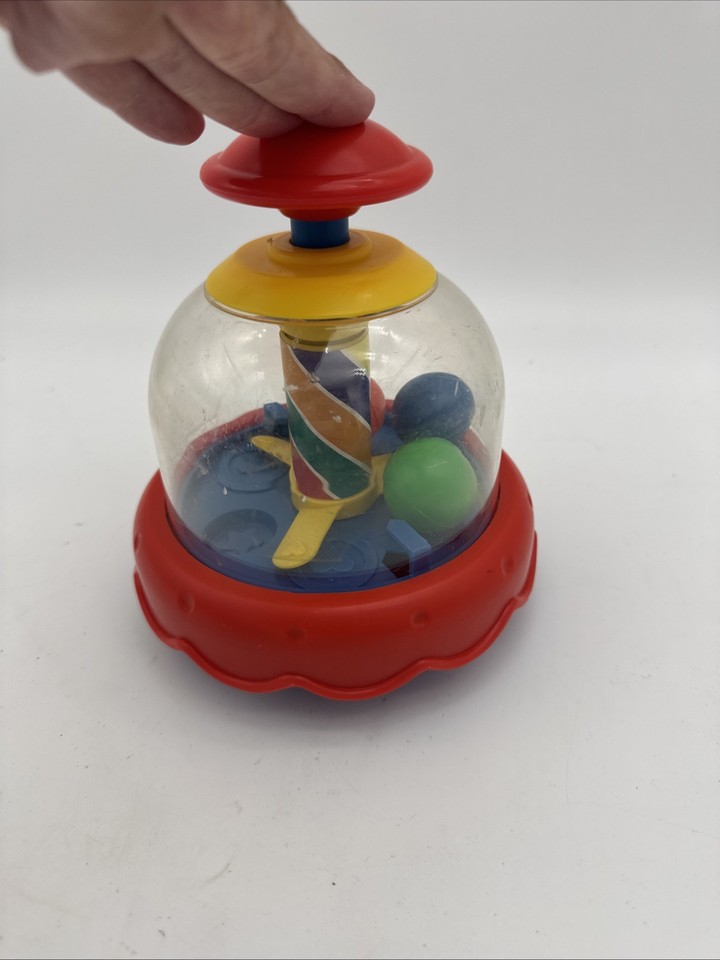 Vintage Blue Box Brand Push-Down Spinning Top Toy for Baby or Toddler ...