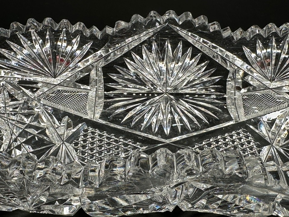 American Brilliant Pinwheel & Fine Cane Cut Celery Tray, Antique 11.5 ...